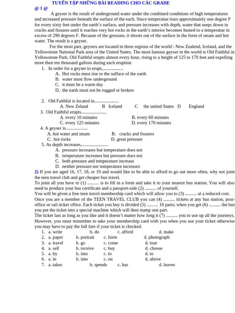 Tong Hop Cac Bai Reading and Gap Fill | PDF | Cyclone | Christmas