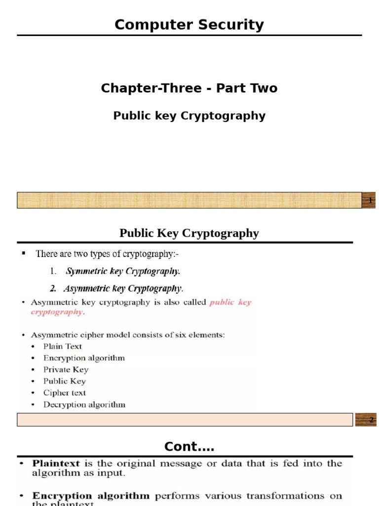 Chapter-Three - Part Two (2) Security | PDF | Public Key Cryptography | Key (Cryptography)