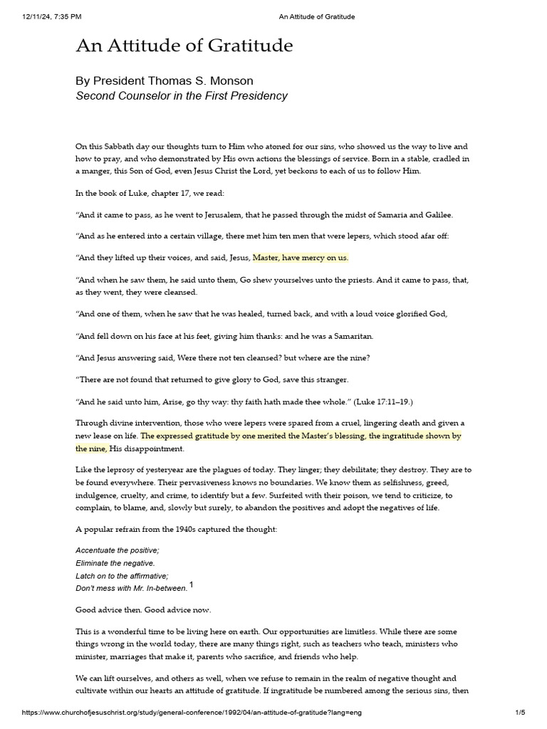 Attitude of Gratitude | PDF | Jesus | Glory (Religion)