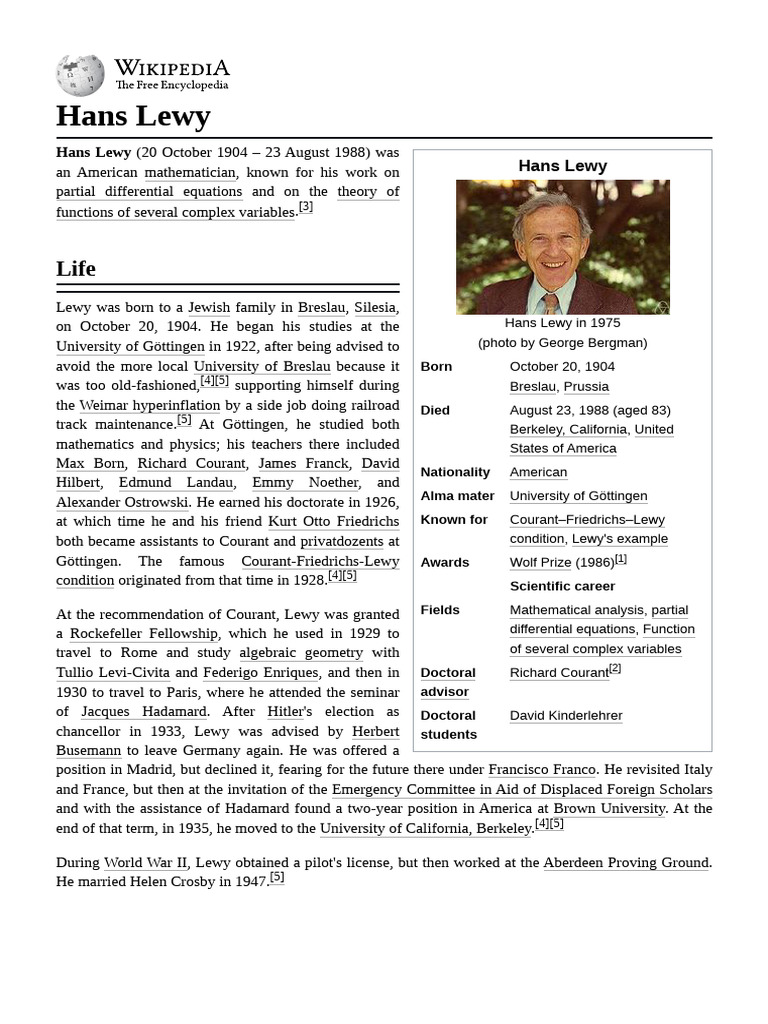 Hans_Lewy | PDF | Mathematics | Mathematical Analysis