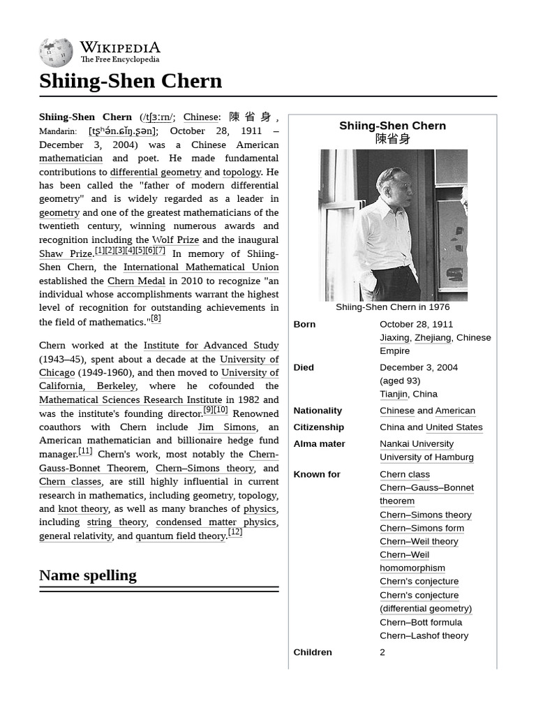 Shiing-Shen_Chern | PDF | Geometry | Mathematics