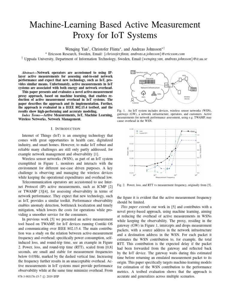 Machine Learning Based Active Measurement Proxy For IoT Systems | PDF | Wireless Sensor Network ...