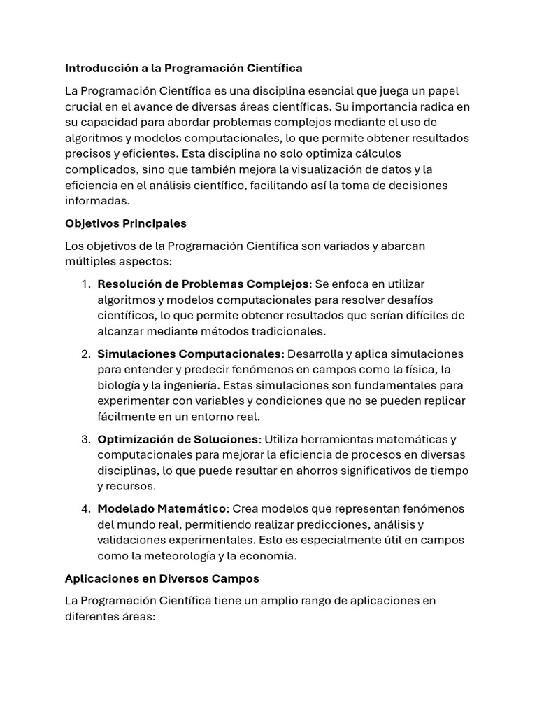 Introducción a la Programación Científica | PDF | Matemáticas | Simulación