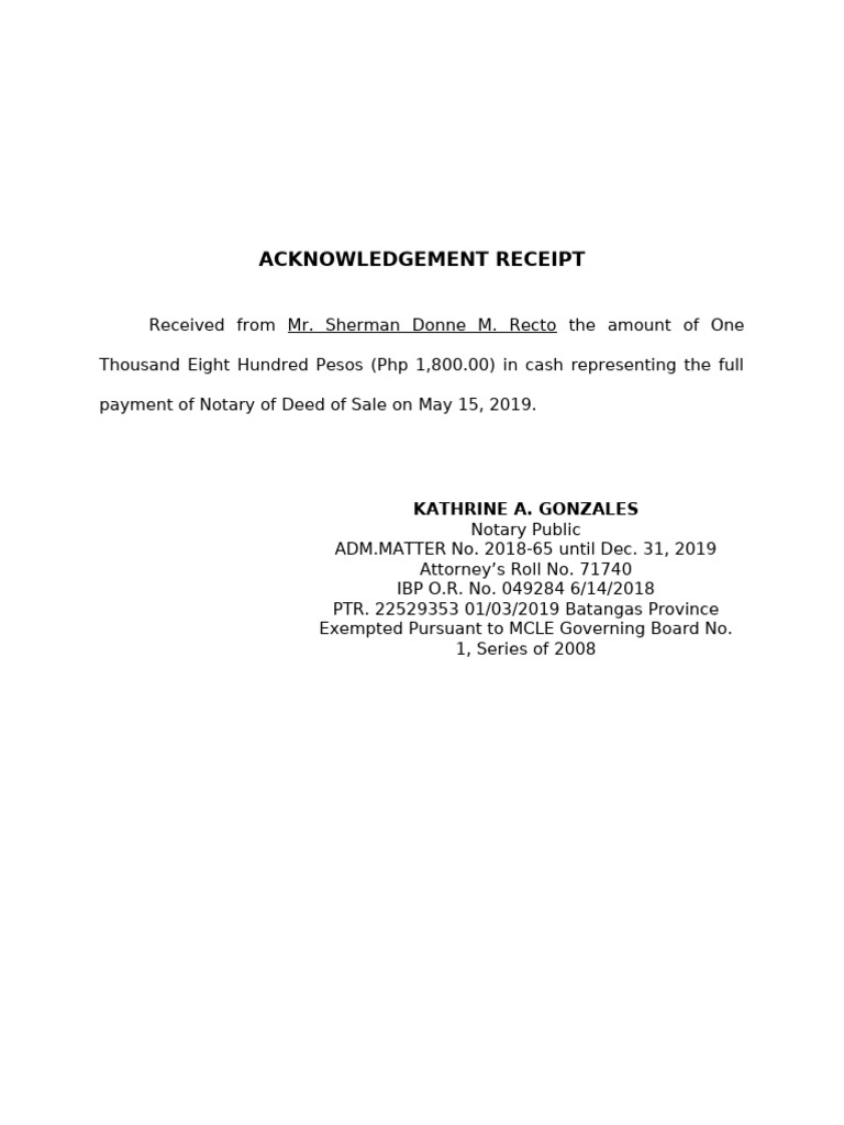 Acknowledgement Receipt | PDF