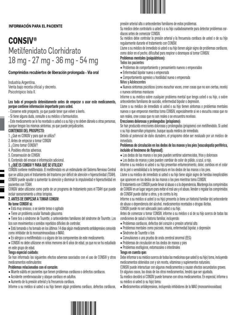 CONSIV Prospecto para Pacientes RAFFO | PDF | Tableta (Farmacia ...