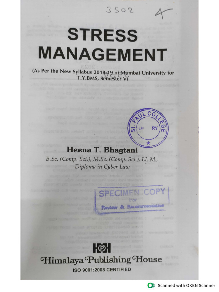 Stress Management Book | PDF