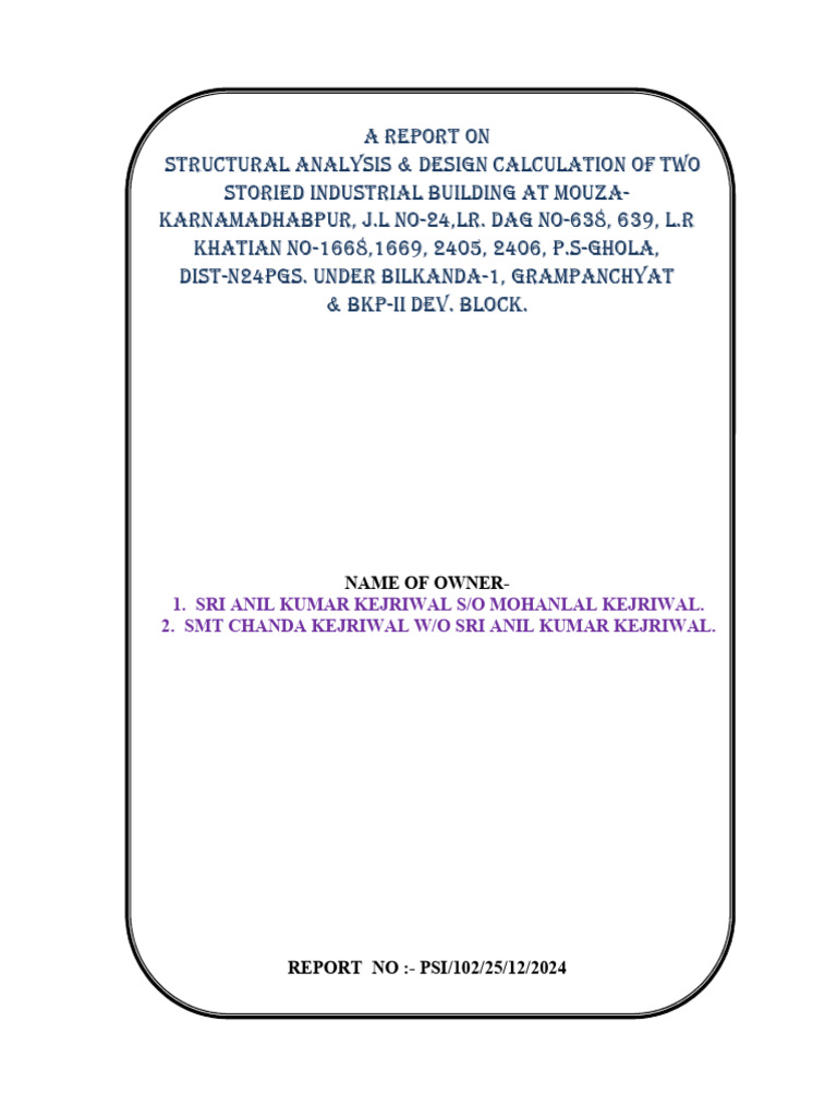 design report _ industrial building_new | PDF | Wall | Column