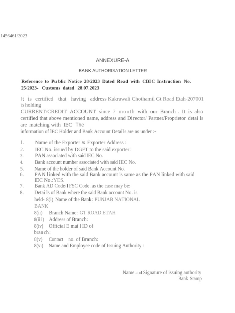 Delhi Port Ad Code Letter Format | PDF
