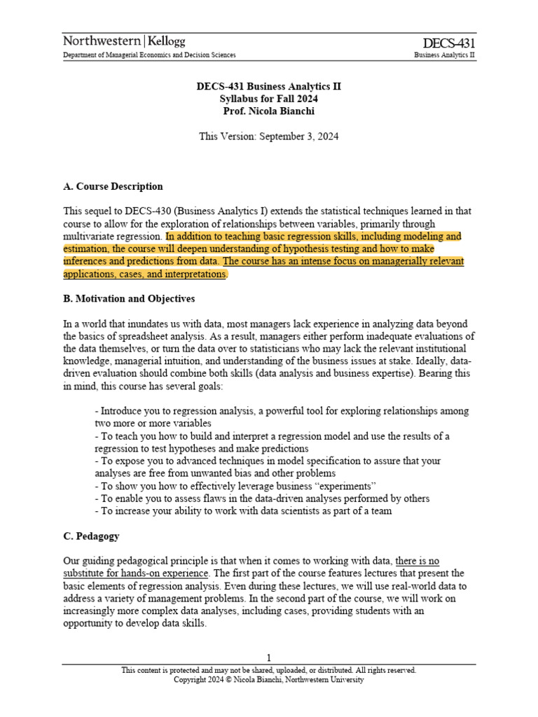 Business Analytics II Syllabus | PDF | Regression Analysis | Data Analysis