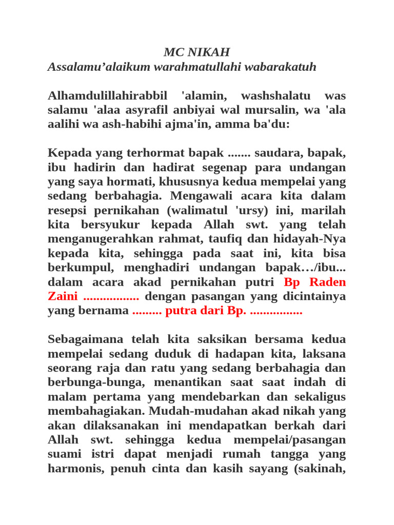 MC Nikah | PDF