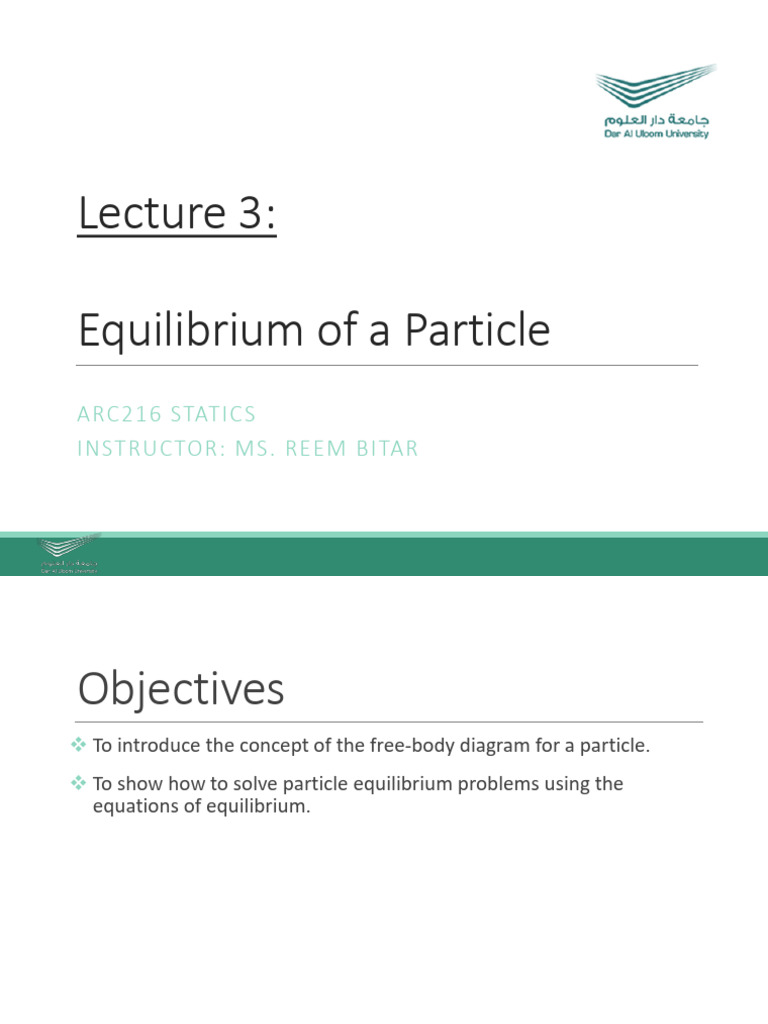 ARC 216-L3-Equilibrium of A Particle | PDF | Force | Newton's Laws Of Motion
