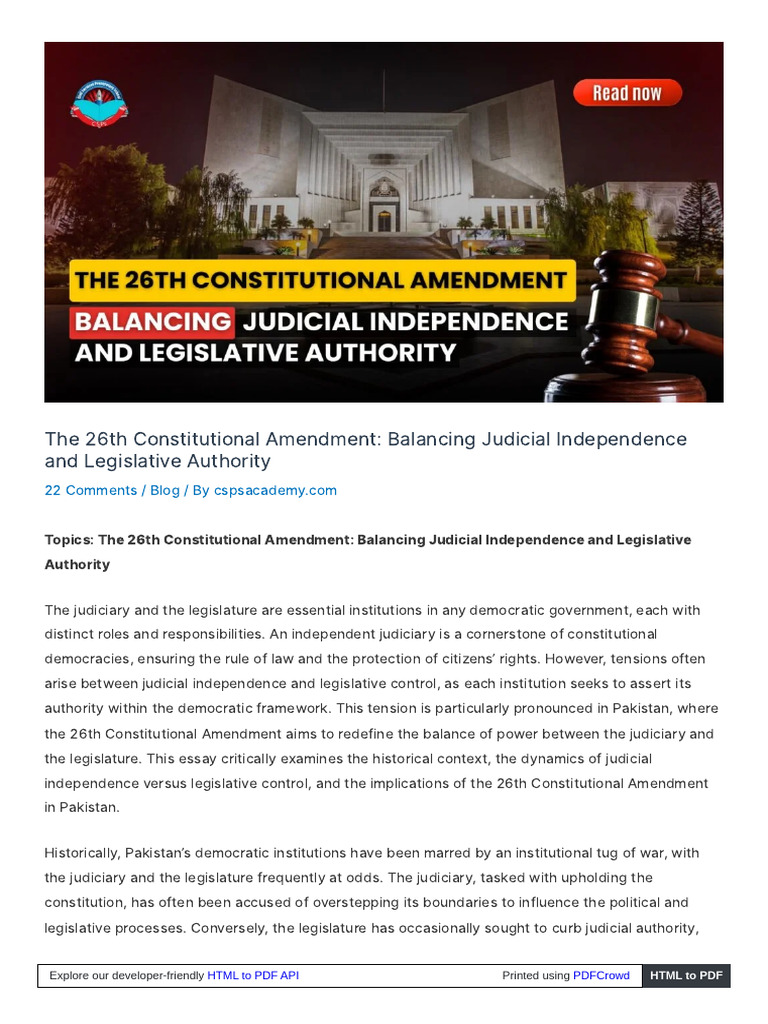 The 26th Constitutional Amendment Balancing | PDF | Separation Of ...