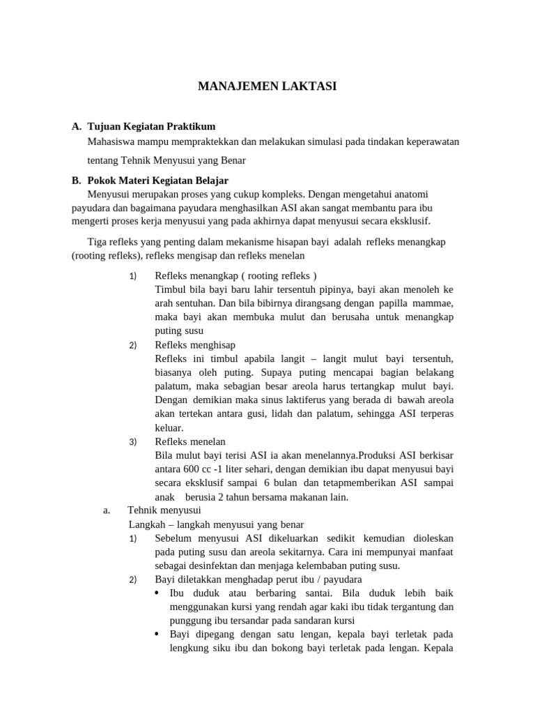 Sop Manajemen Laktasi | PDF