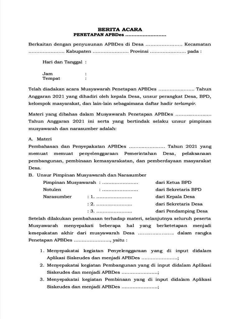 PDF Ba Penetapan Apbdes - Compress | PDF