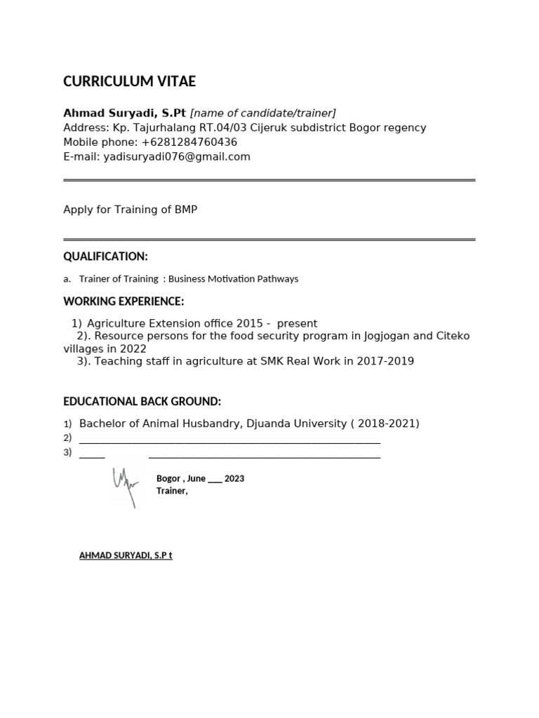 CV Form - English Version | PDF