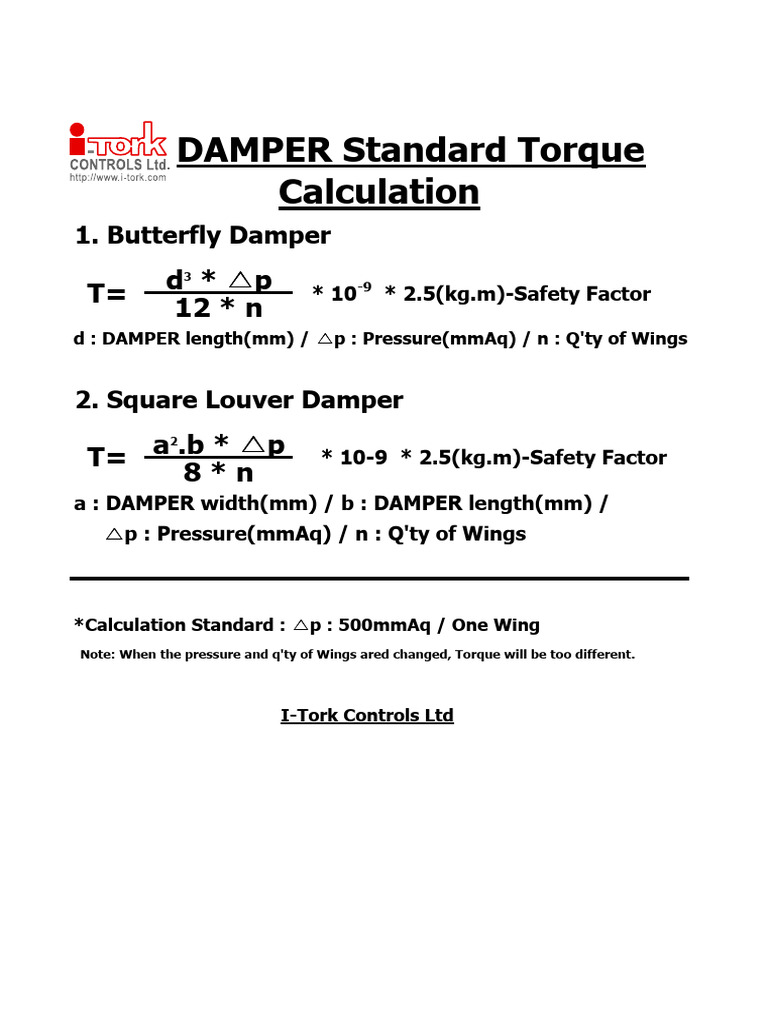 Damper Calculation (A Sugesstion) | PDF