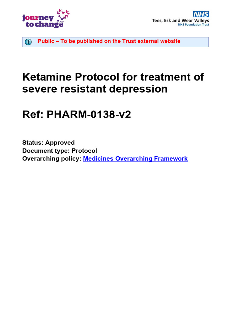 Ketamine-protocol | PDF | Electroconvulsive Therapy | Major Depressive ...