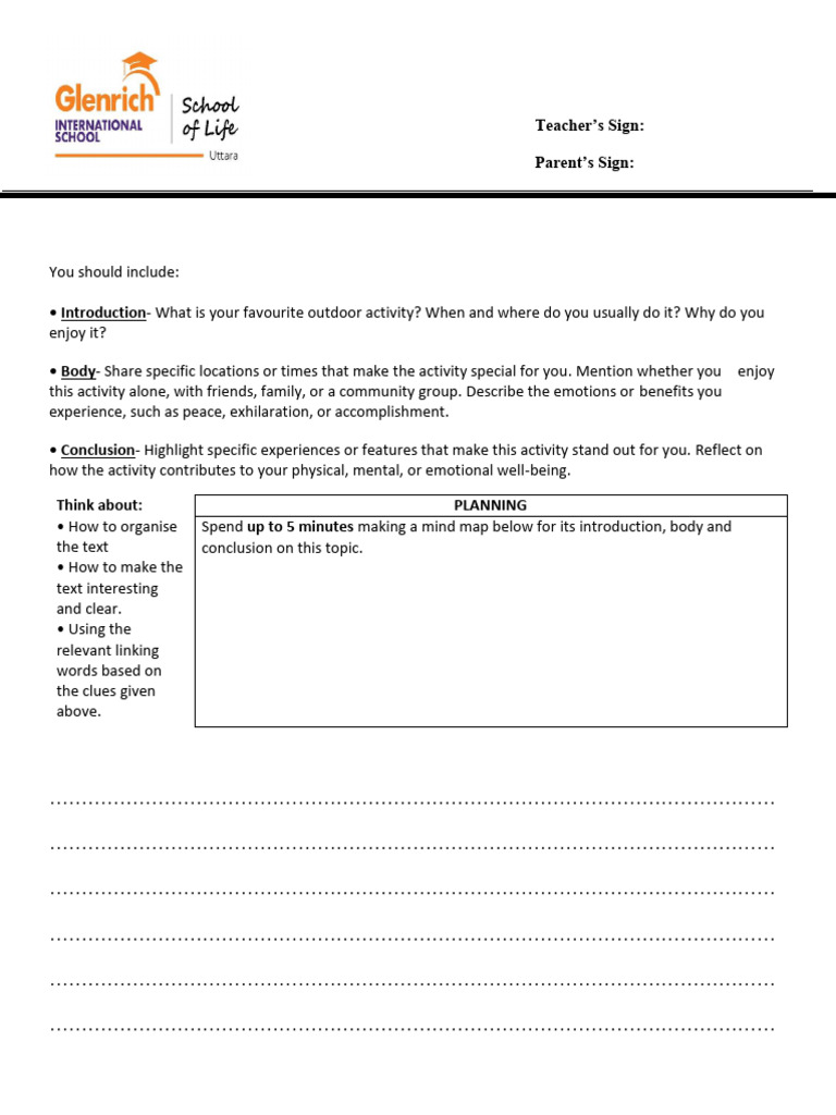 My Favorite Outdoor Activity Explained | PDF | Behavioural Sciences ...