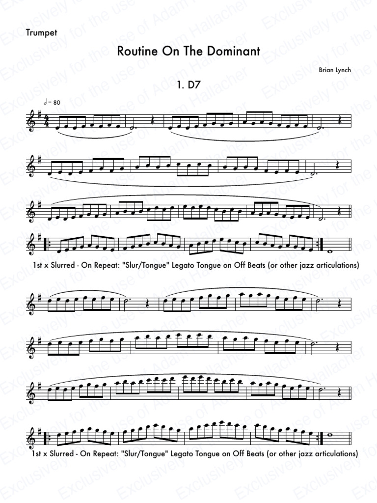 01 - Trumpet - Routine On The Dominant | PDF | Harmony | Elements Of Music