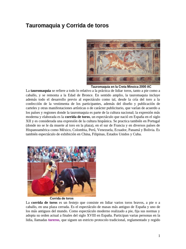 Course Language - Spanish - Tauromaquia y Corrida de Toros | PDF ...