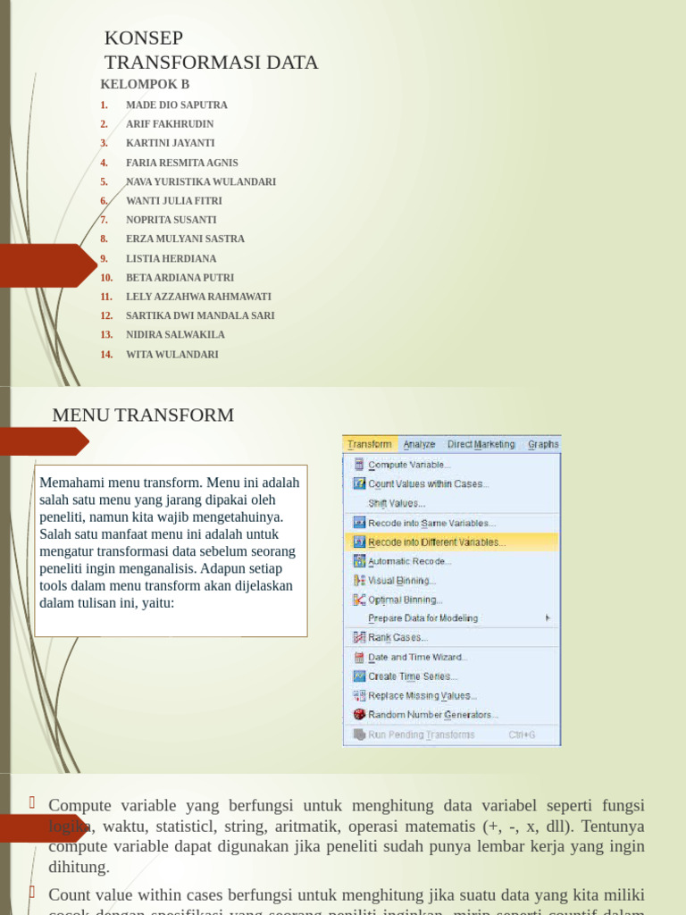 Konsep Transformasi Data KLP B | PDF