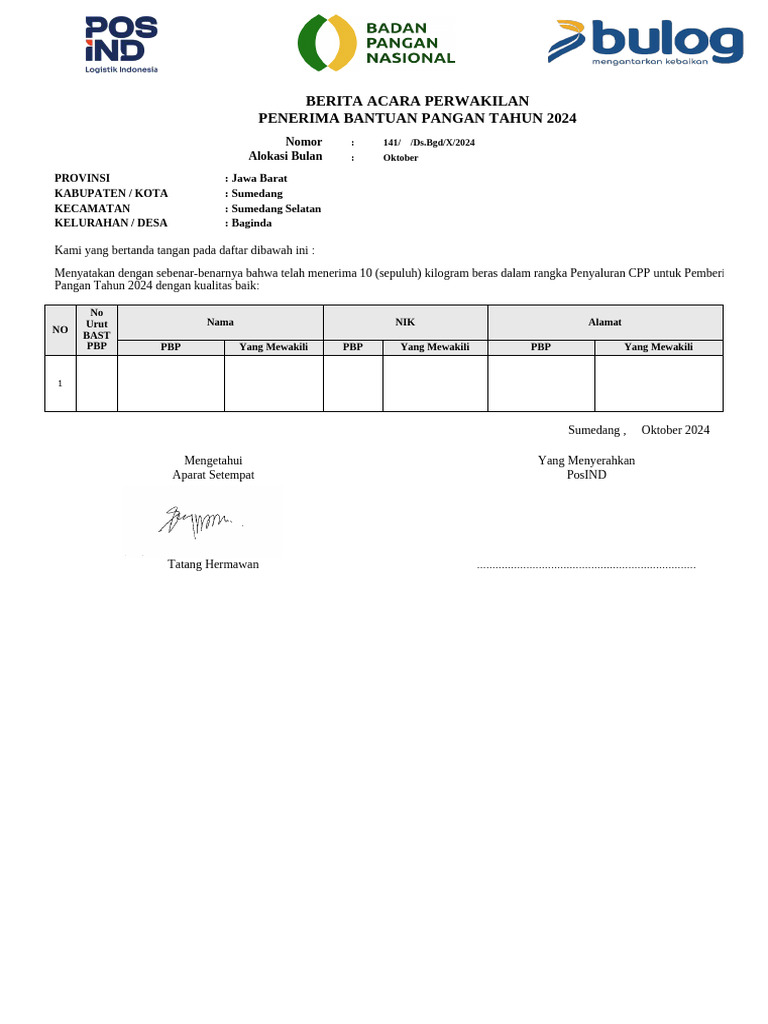 Format Dokumen CBP 2024 | PDF