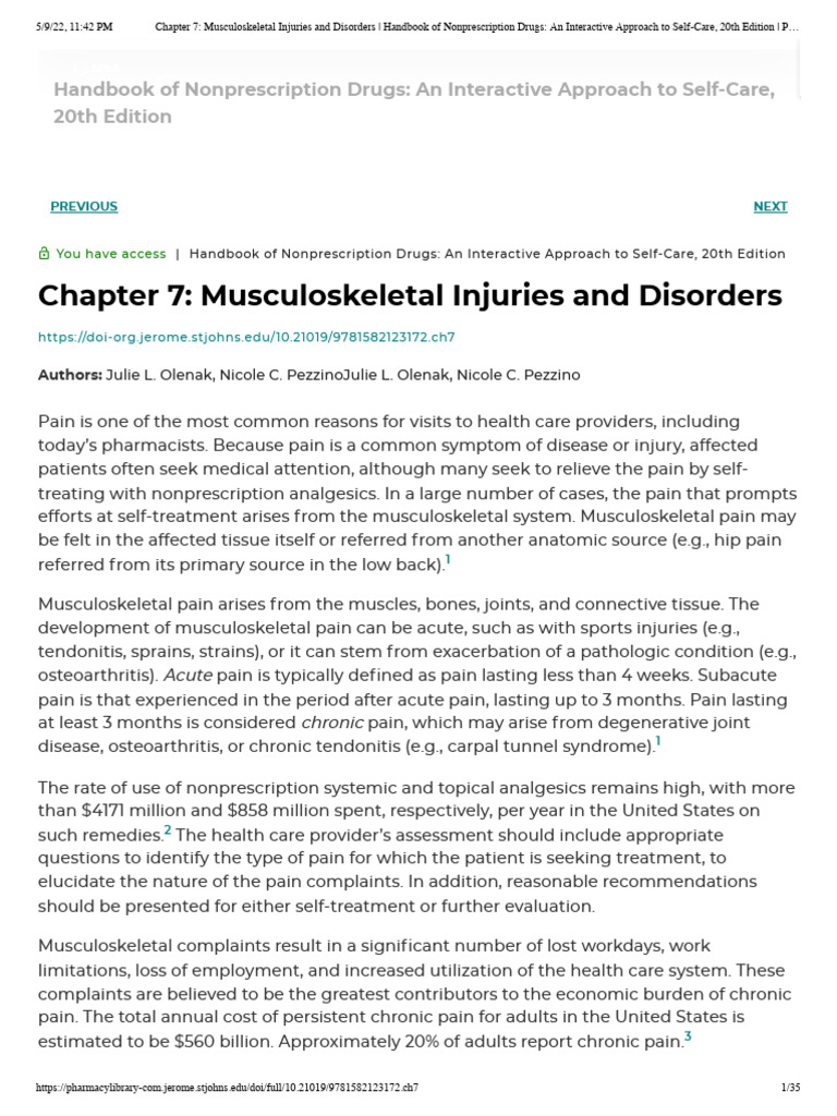 Self-Care for Musculoskeletal Pain | PDF | Human Musculoskeletal System ...