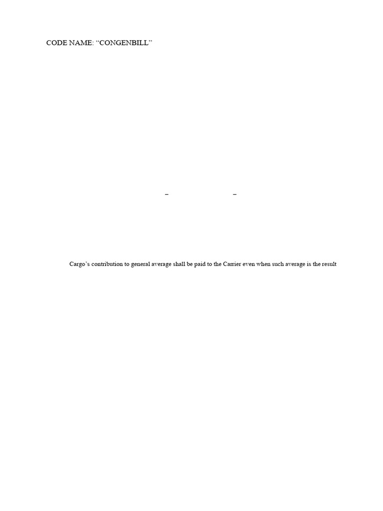 1994 CONGENBILL Bill of Lading Terms | PDF | Bill Of Lading | Common Law