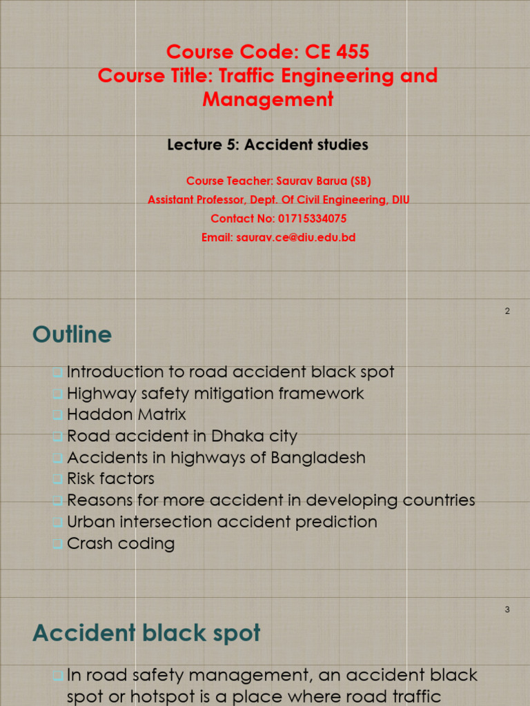 CE 455, L5 Accident Studies | PDF | Traffic Collision | Traffic