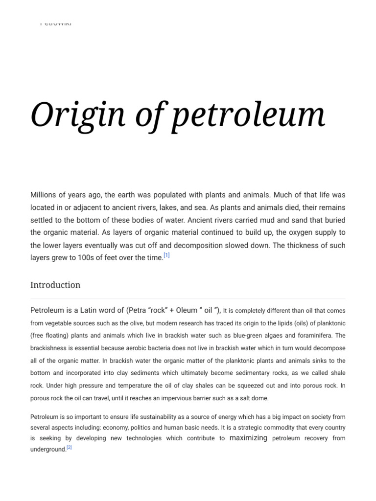 Origin of Petroleum - PetroWiki | PDF | Petroleum | Rock (Geology)