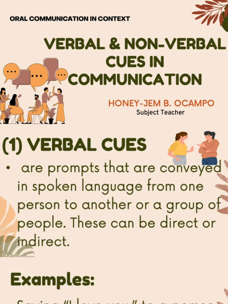 Verbal and Non-Verbal Cues in Communication | PDF