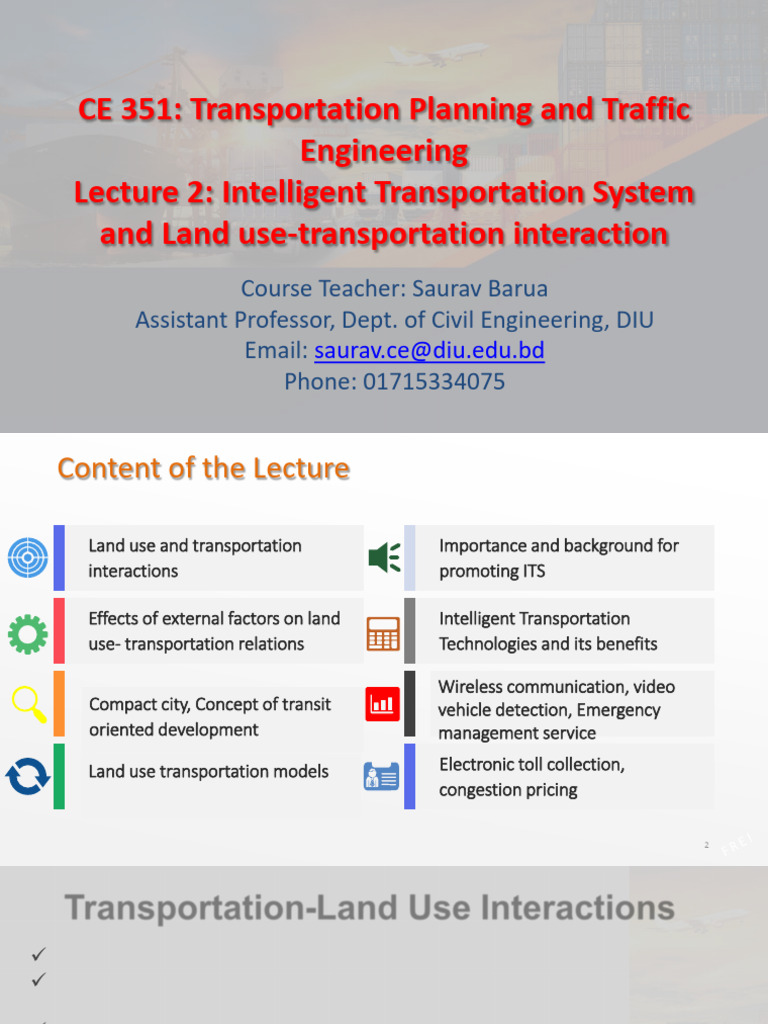 CE 351, L2, ITS and Landuse-Transportation Interaction | PDF ...