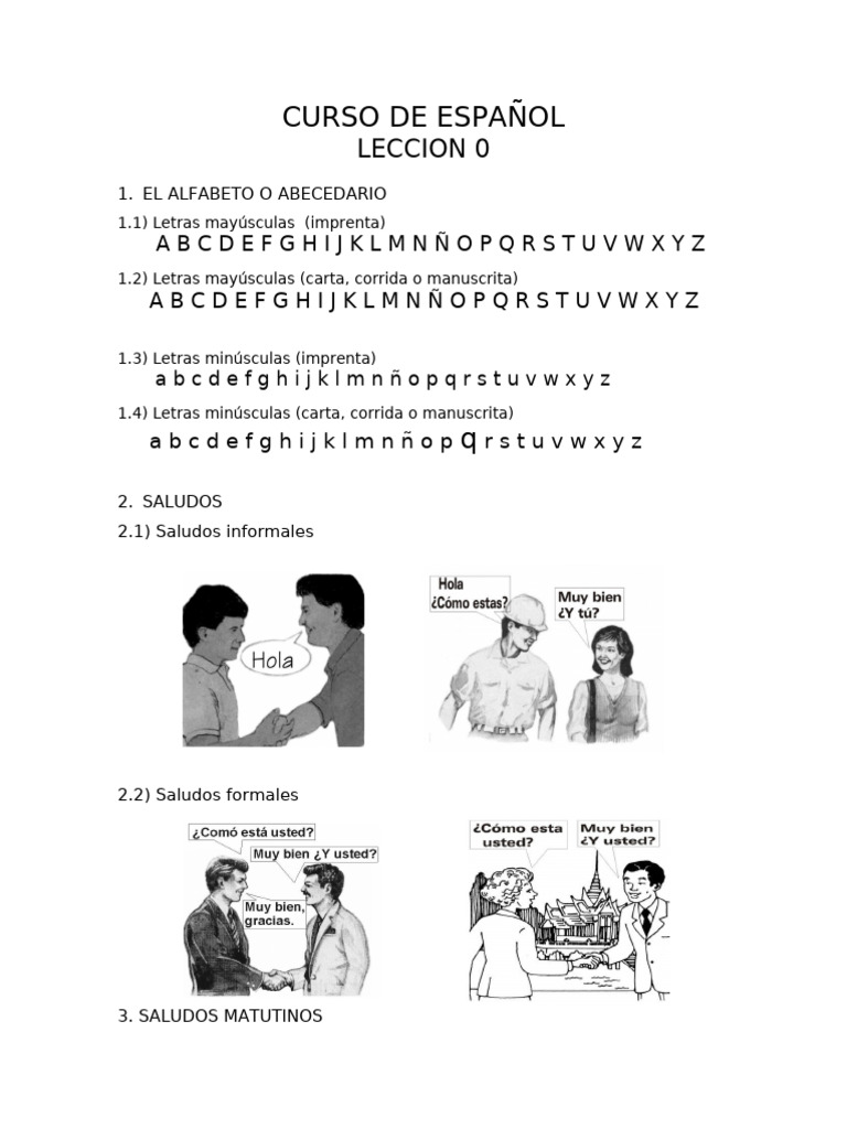 Course Language - Spanish - Curso de Español Leccion 0 | PDF