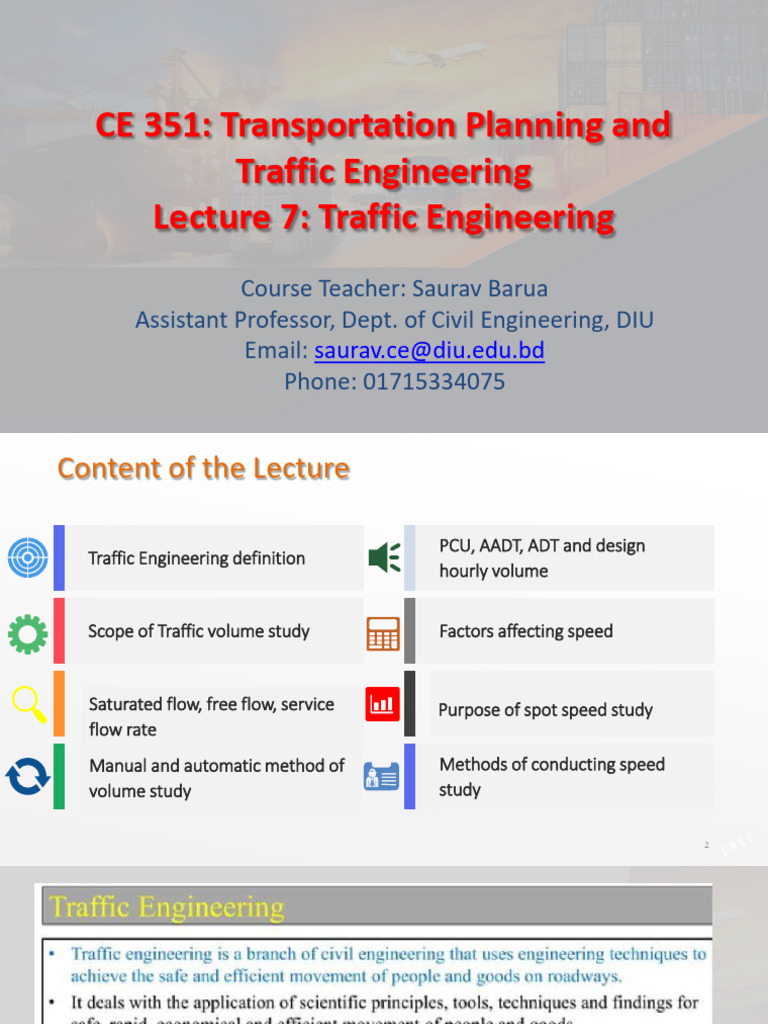 CE 351, L7, Traffic Engineering | PDF