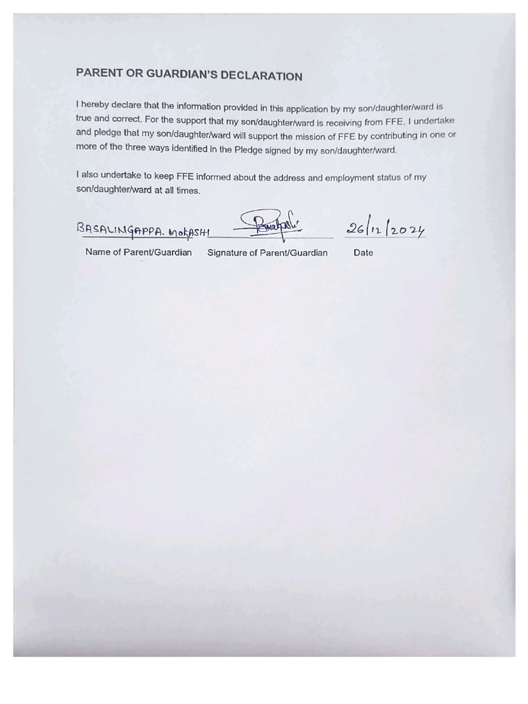Parent's or Guardian's Declaration | PDF
