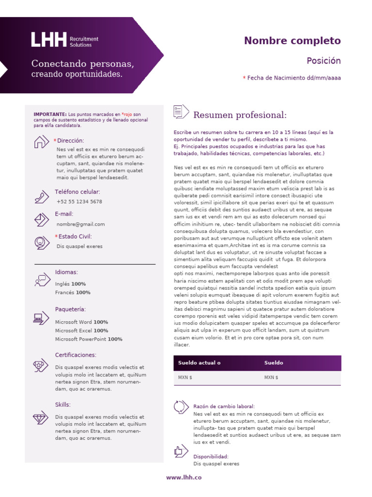 LHH CV Candidatos ESP 2024 | PDF