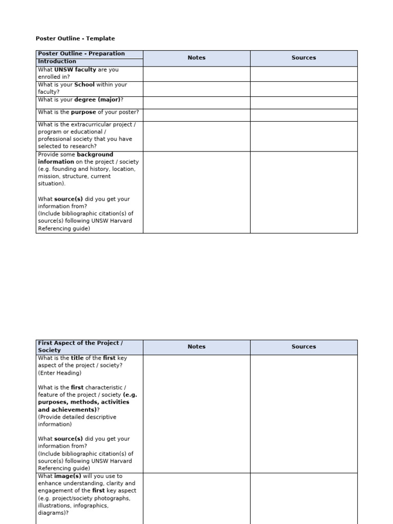 A4 Poster Outline - Template | PDF | Citation | Written Communication
