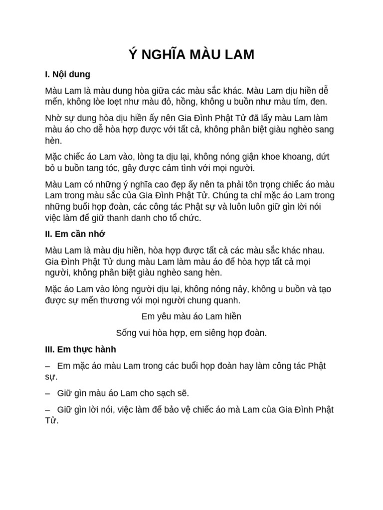 Ý Nghĩa Màu Lam | PDF