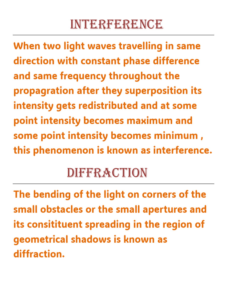 Light Wave Phenomena: Interference, Diffraction, Polarization | PDF