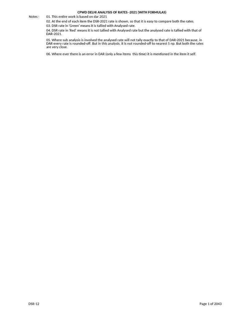 Analysis of Rate 2021 (CPWD - DAR-2021) | PDF | Lime (Material) | Cement