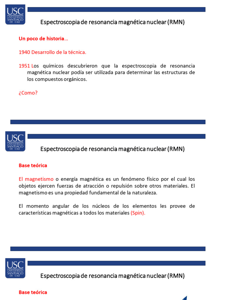 Introducción a la RMN y su Base Teórica | PDF | Resonancia magnética nuclear espectroscópica ...