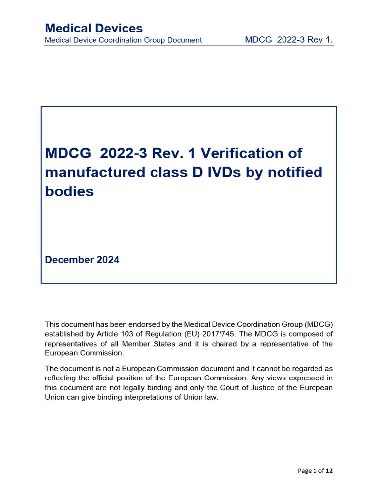 mdcg_2022-3_en | PDF | Medical Device | Verification And Validation