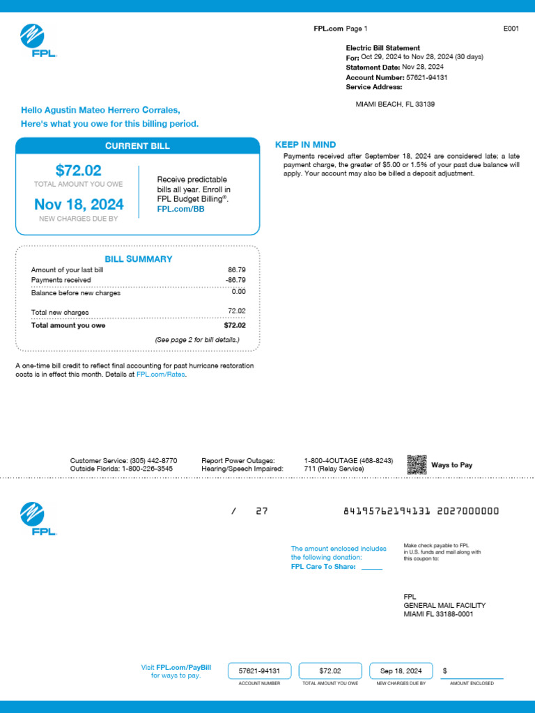 Bill Sept FLP Agustin Mateo Herrero Corrales | PDF | Electric Power ...