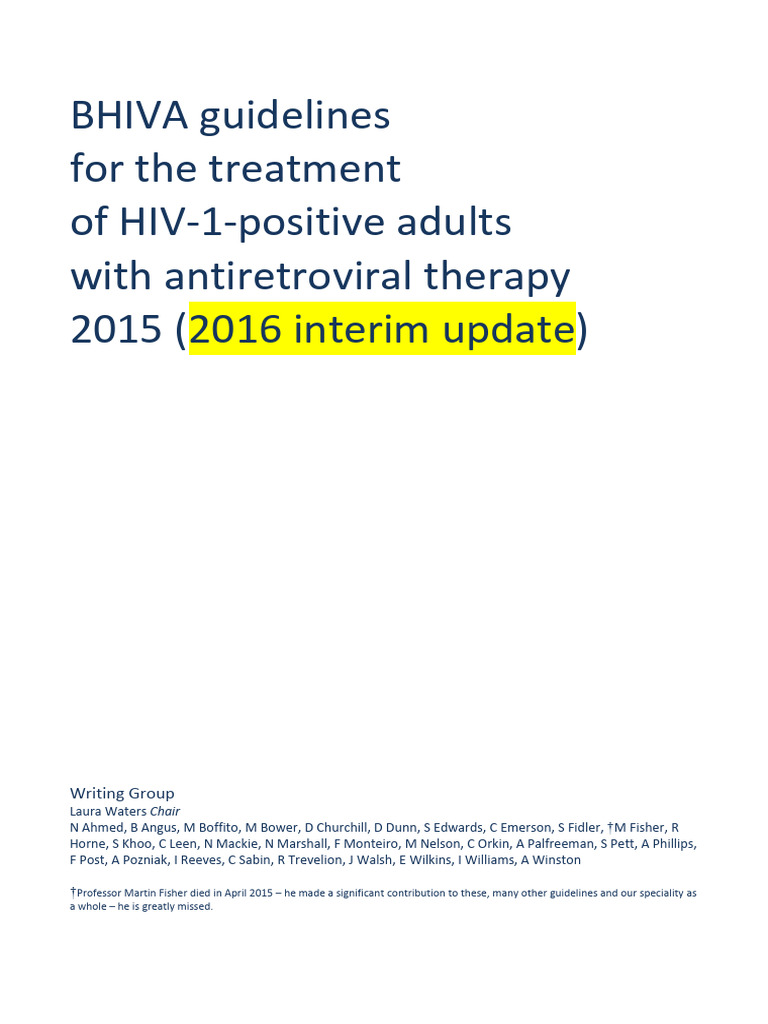 BHIVA HIV Treatment Guidelines 2016 | PDF | Management Of Hiv/Aids ...