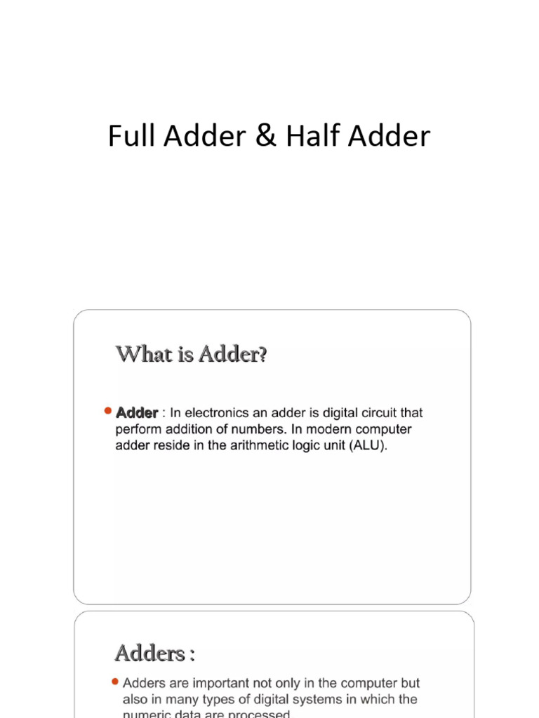 Full Adder Half Adder | PDF