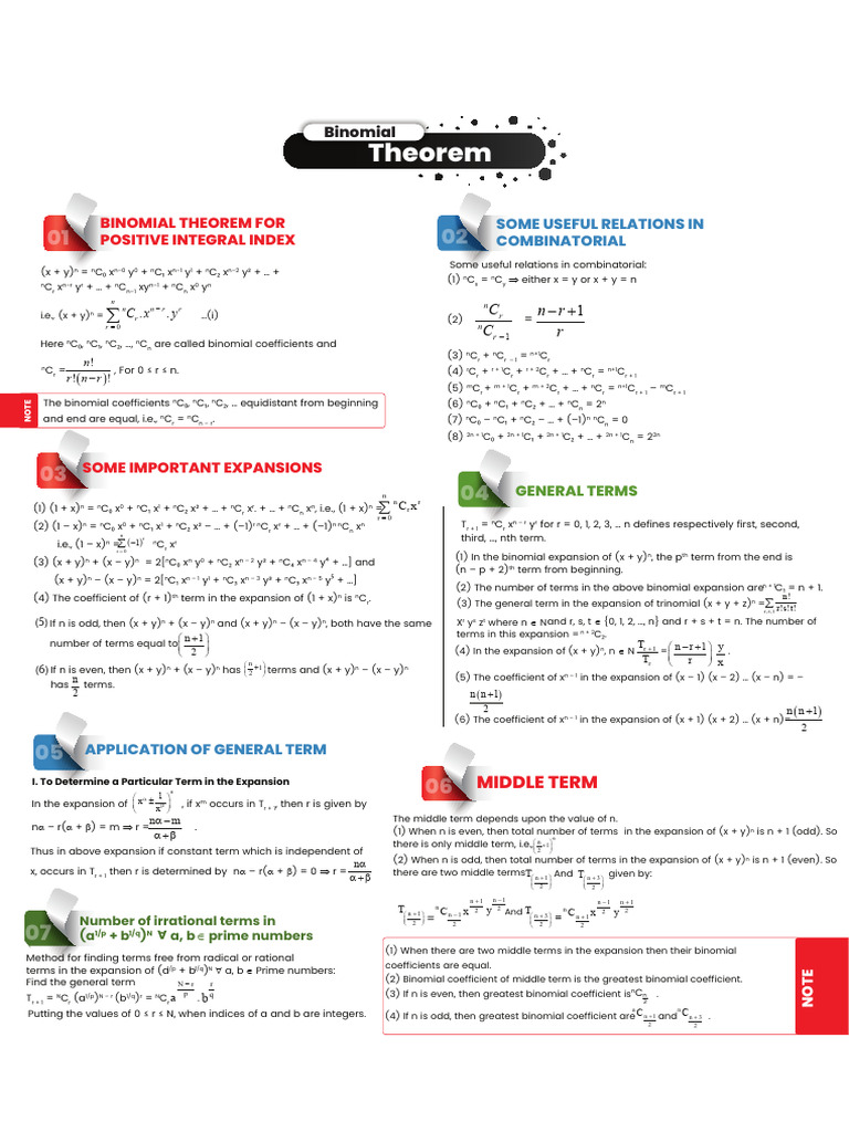 Binomial Theorem Mind Maps | PDF | Numbers | Arithmetic