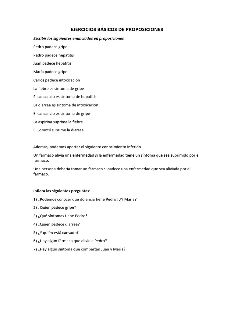 Ejercicios Básicos de Proposiciones | PDF