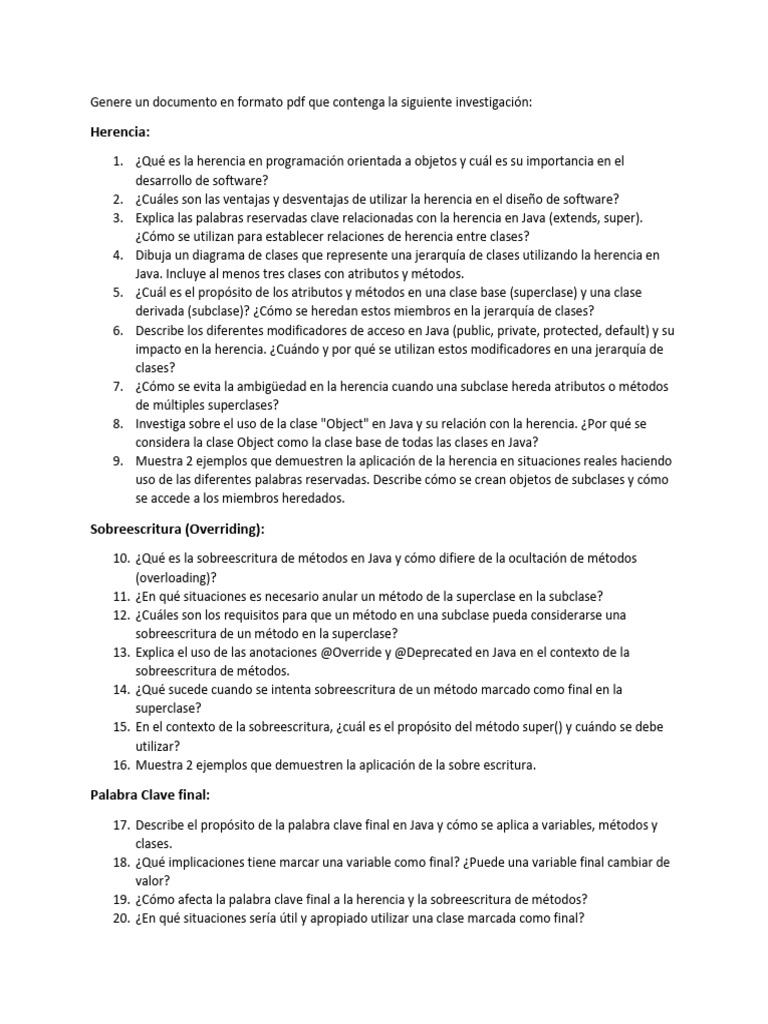 Consulta Herencia Pdf Herencia Programación Orientada A Objetos Java Lenguaje De