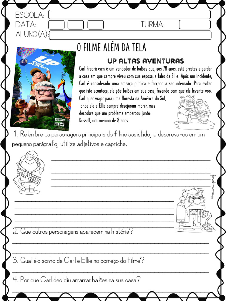 Atividades Sobre o Filme Up @mari - Prof | PDF | Amizade