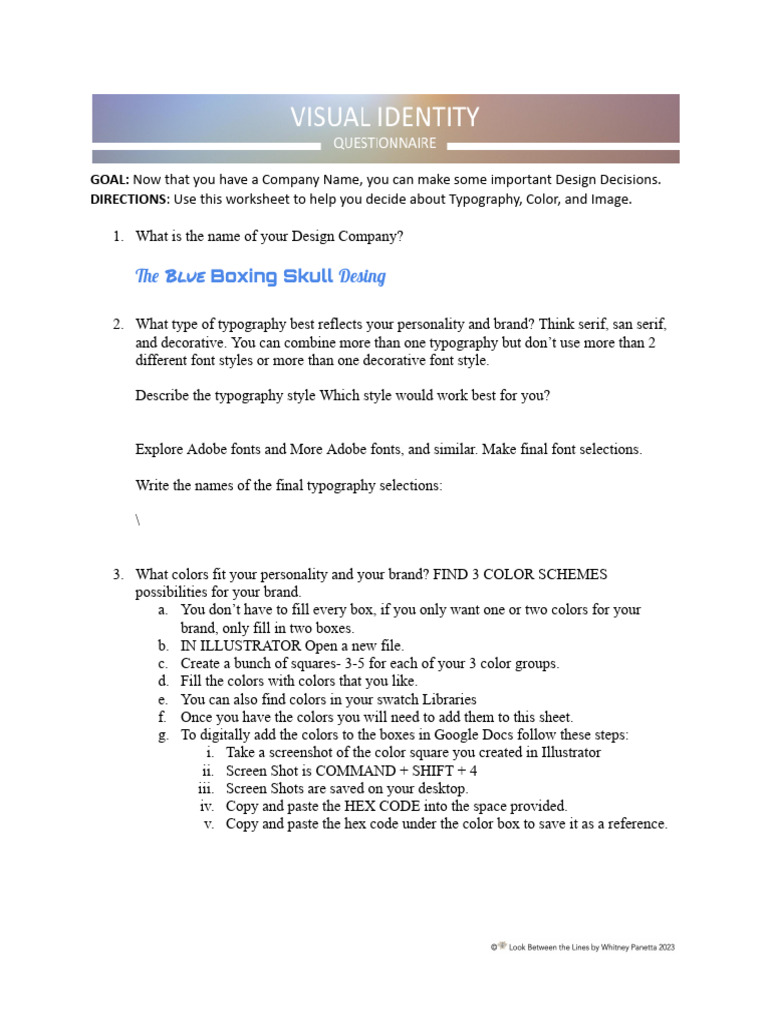 Olivier Estime - Visual Identity Questionnaire-Logo | PDF